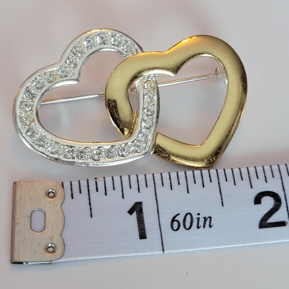 Monet | Jewelry | Monet Heart Brooch Pin Silver Gold Two Tone Clear ...